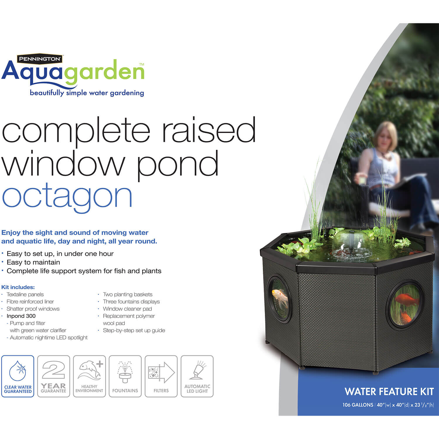 Raised Window Pond Octagon Mocha - Pennington Aquagarden