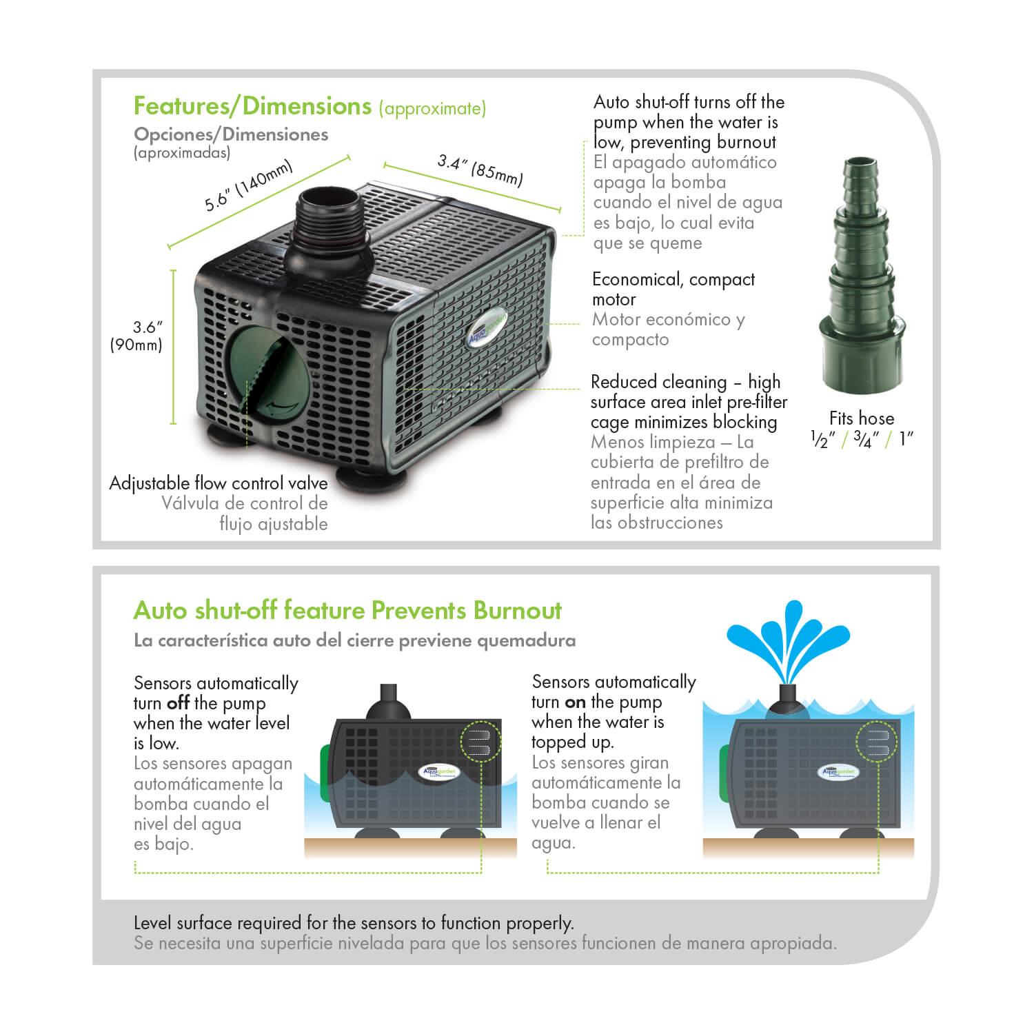 Premium Auto Shut-off Fountain Pump 150-300 - Pennington Aquagarden