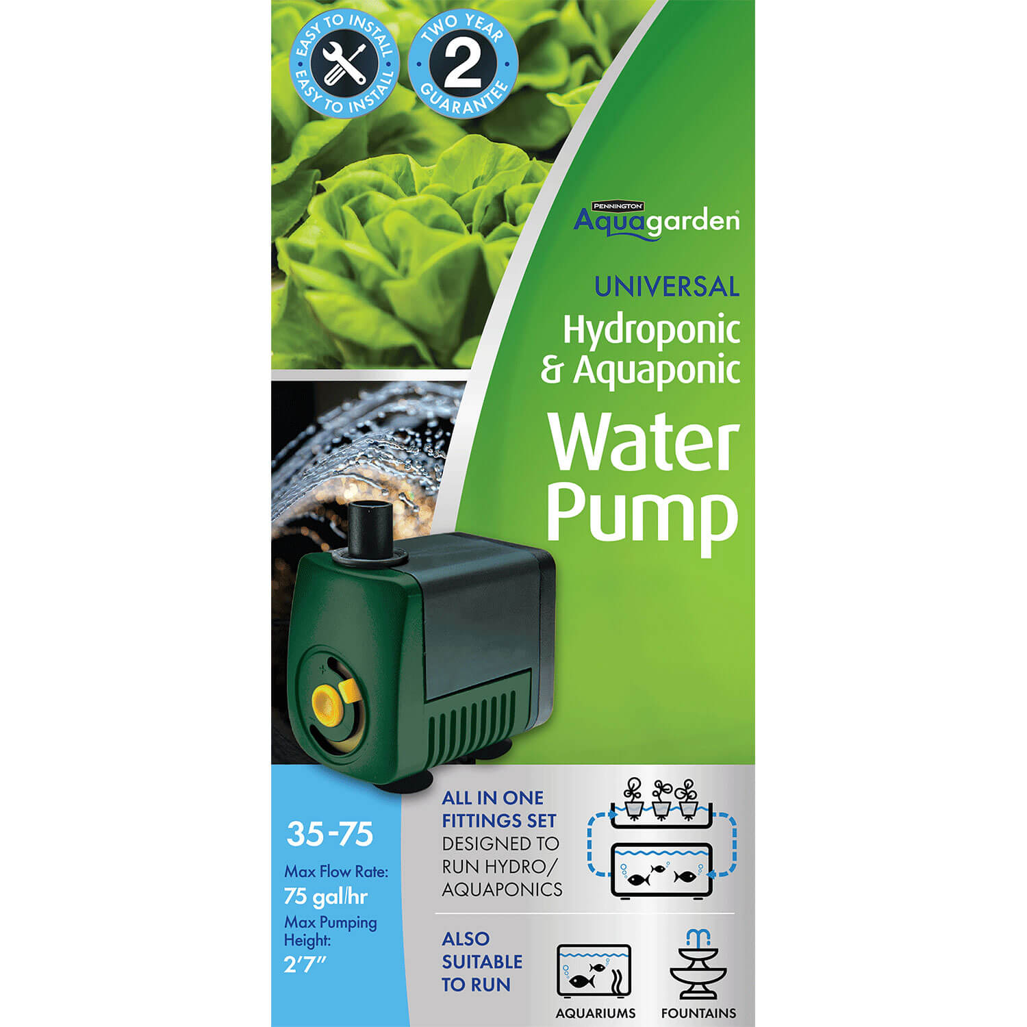 Universal Hydroponic & Aquaponic Water Pump 35-75 - Pennington Aquagarden