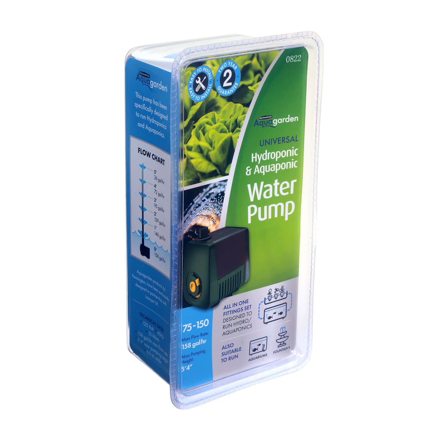 Universal Hydroponic & Aquaponic Water Pump 75-150 - Pennington Aquagarden