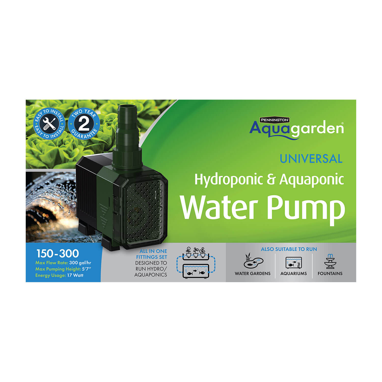 Universal Hydroponic & Aquaponic Water Pump 150-300 - Pennington Aquagarden