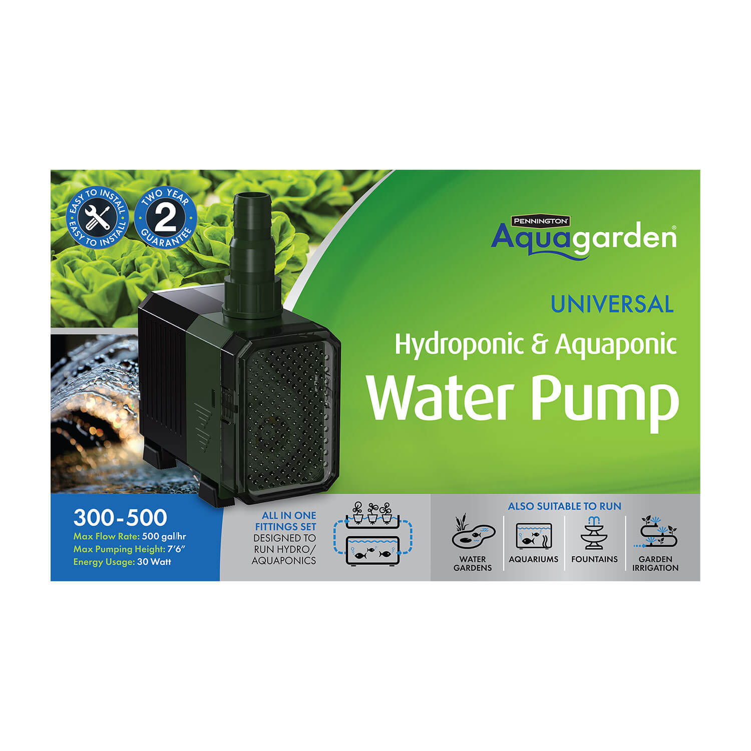 Universal Hydroponic & Aquaponic Water Pump 300-500 - Pennington Aquagarden