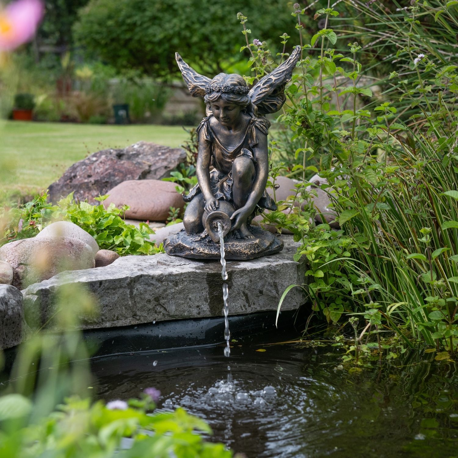 Fairy and Urn Pond Water Spitter - Pennington Aquagarden