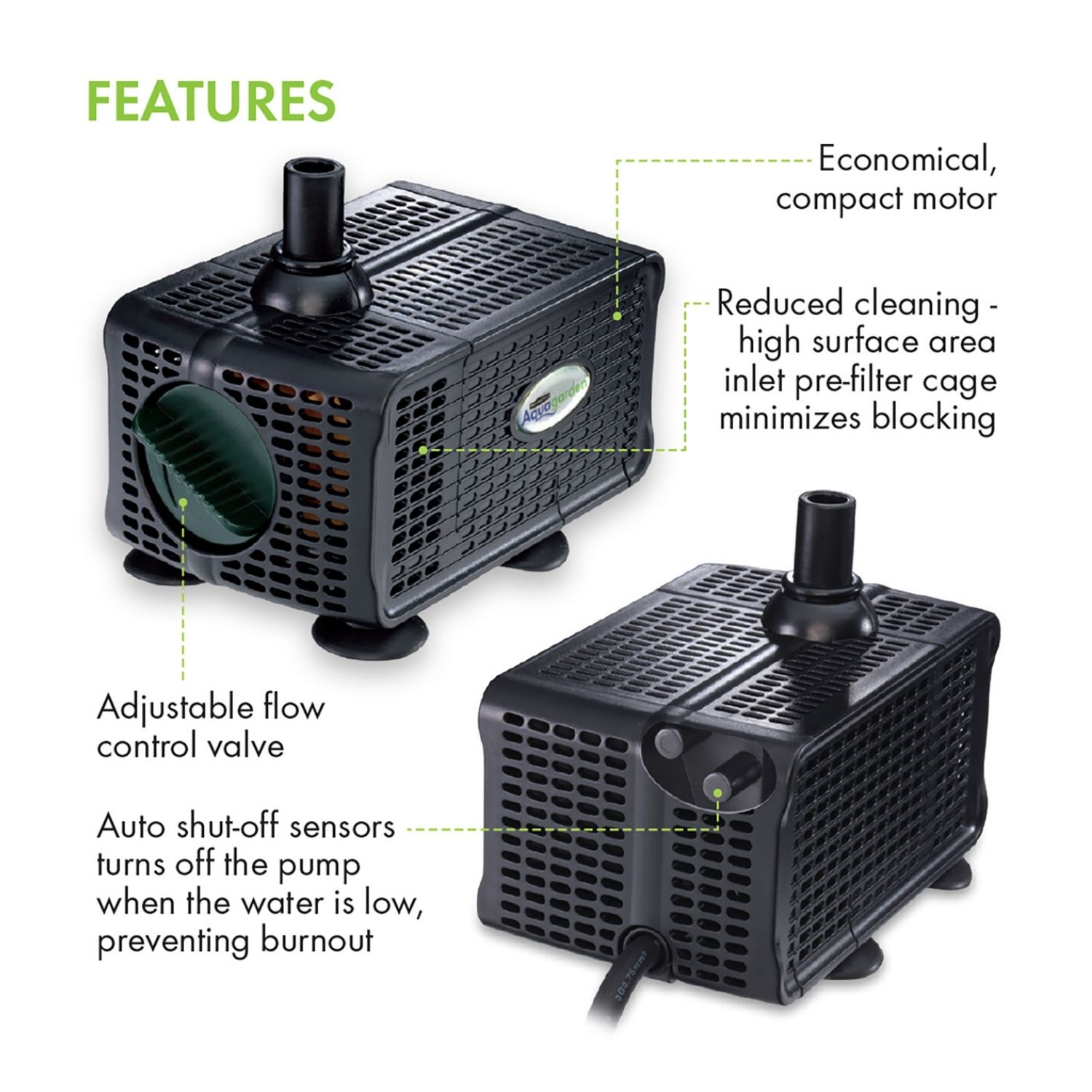 Universal Hydroponic & Aquaponic Premium Auto Shut-off Water Pump 80 ...